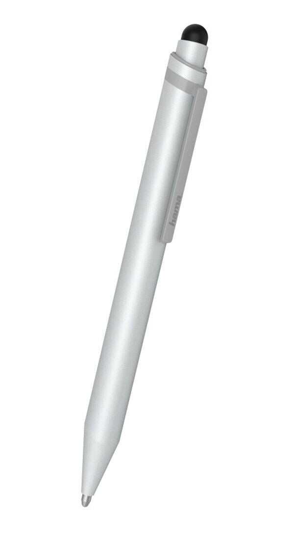 Hama 2 in 1 Mini Stylus Pen & Biro for Tablets and Smartphones SILVER ...